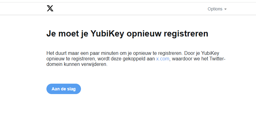 Kortstondig inlogproblemen bij X, gebruikers gevraagd 'Yubikey' te registreren
